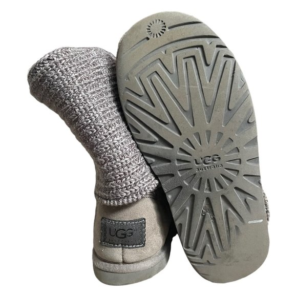 UGG | Shoes | Ugg Purl Cardy Knit Charcoal Grey Sheepskin Lined Slouch ...